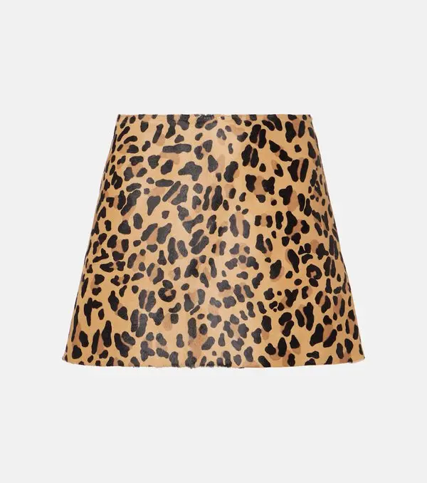 Alaïa Leopard-print Calf Hair Miniskirt - Brown