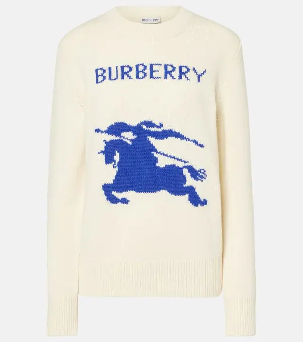 Burberry Ekd Wool And Cashmere Sweater - White