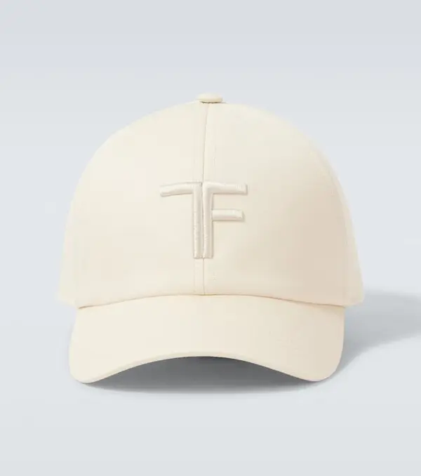 TOM FORD Tf Leather-trimmed Cotton Canvas Cap - White