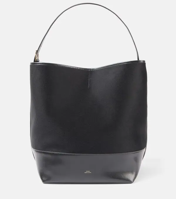 TOTÊME Leather-trimmed Tote Bag - Black