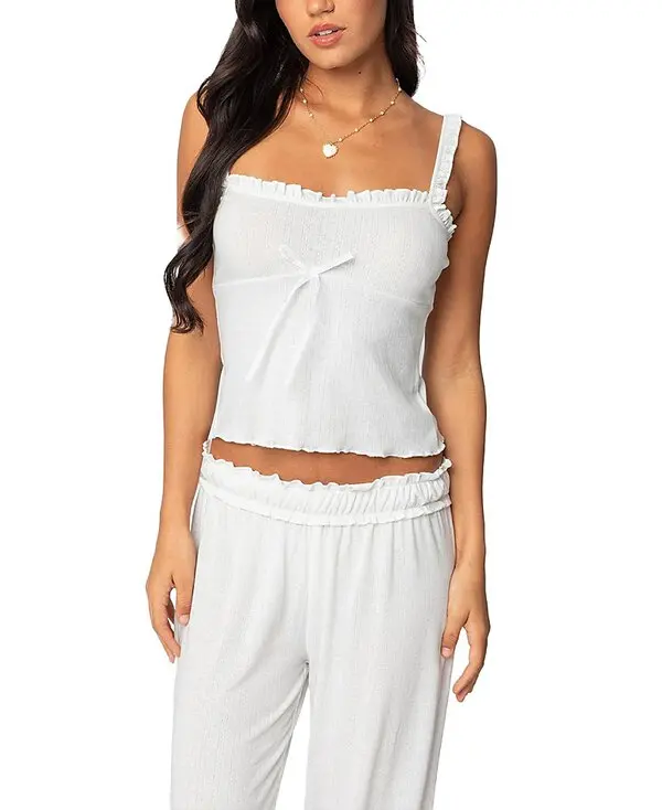 EDIKTED Sylvia Pointelle Tank Top