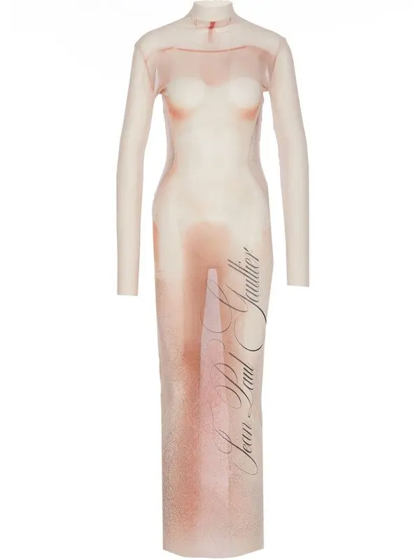 Jean Paul Gaultier Mesh Long Dress - Neutrals