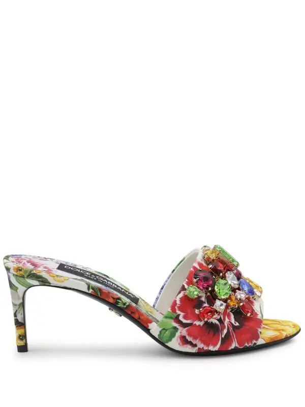 Dolce & Gabbana Floral Embellished Sandals - Red