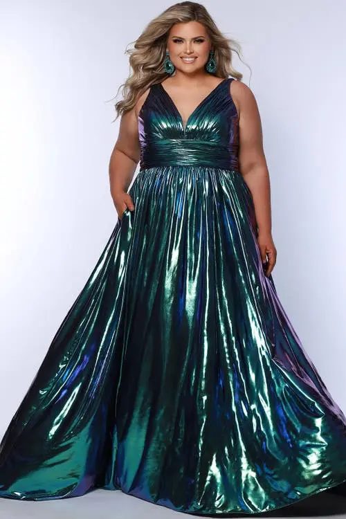 SYDNEY'S CLOSET Bra-friendly A-line Gown - Peacock