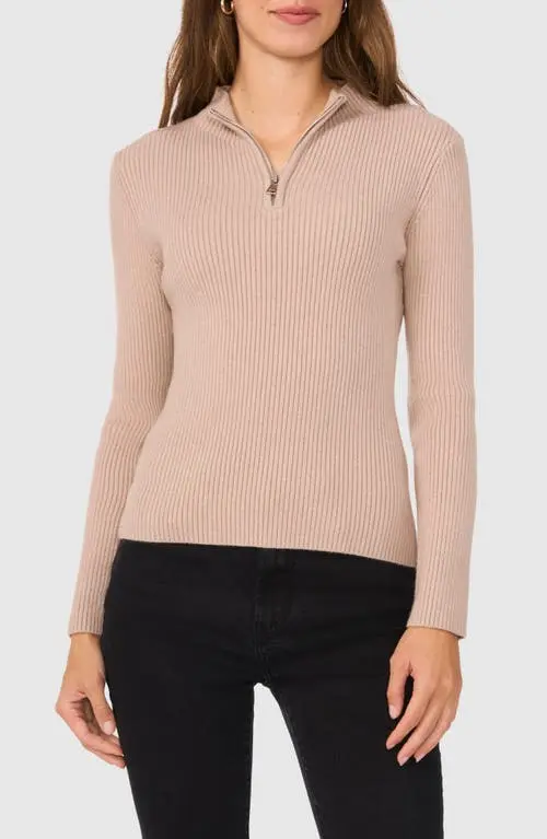 Halogen Rib Quarter Zip Sweater - Simply Taupe