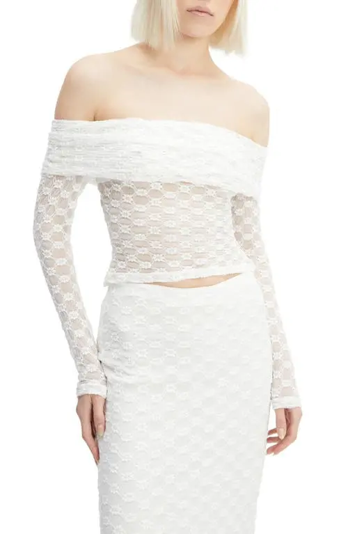 Bardot Adoni Embroidered Mesh Top - Orchid White