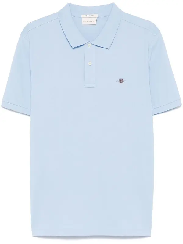 Gant Shield-motif Short-sleeve Polo Shirt - Blue