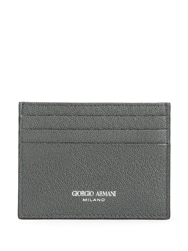 Giorgio Armani Leather Card Holder - Grey
