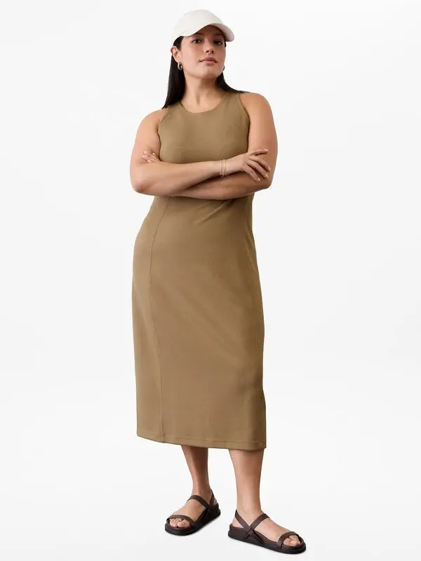 Seasoft Rib Midi Tank Dress - Clay