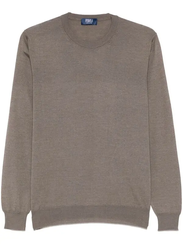 Fedeli Fine-knit Jumper - Brown