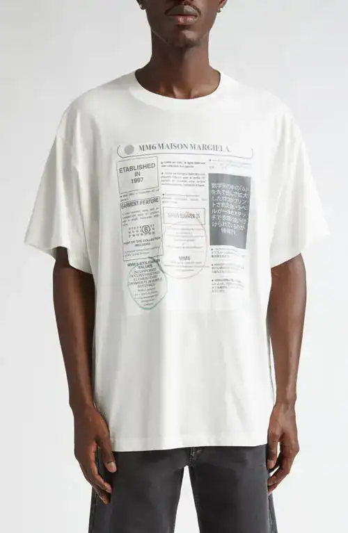 Maison Margiela Newspaper Print Graphic T-Shirt - Off White 