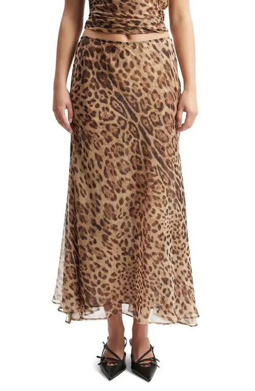 Bardot Monroe Leopard Print Maxi Skirt - Brown Leopard