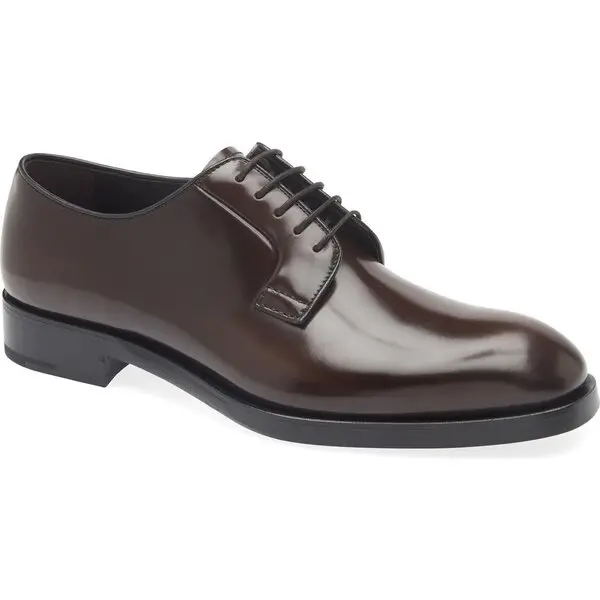 Prada Formale Spazzolato Plain Toe Derby - Bruciato