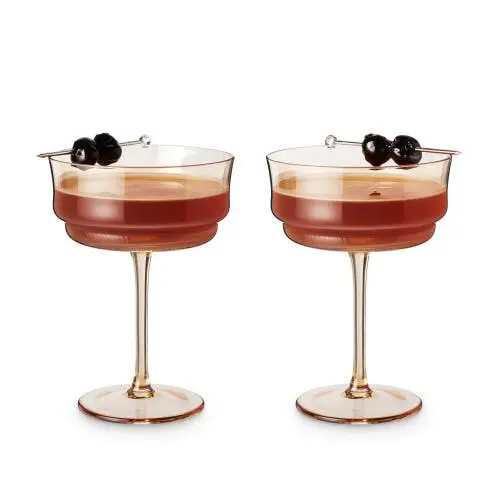 TWINE Tulip Coupe Glasses In Amber Set Of 2