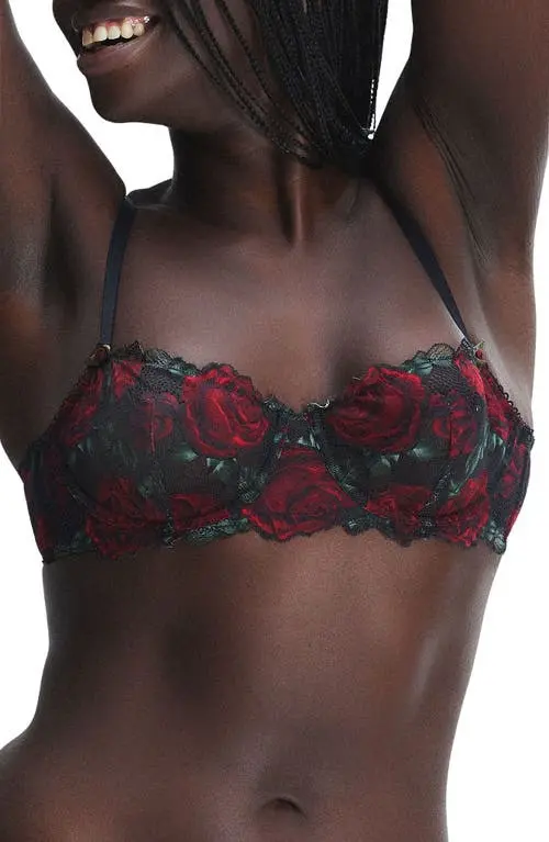 SAVAGE X FENTY Les Roses Underwire Unlined Balconette Bra - Black Caviar