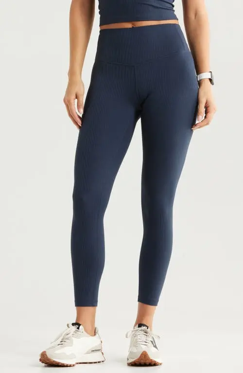 Zella Thrive Rib High Waist 7/8 Leggings - Navy Sapphire
