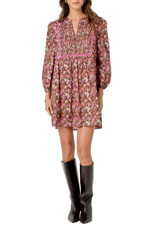 English Factory Floral Print Cotton Minidress - Pink