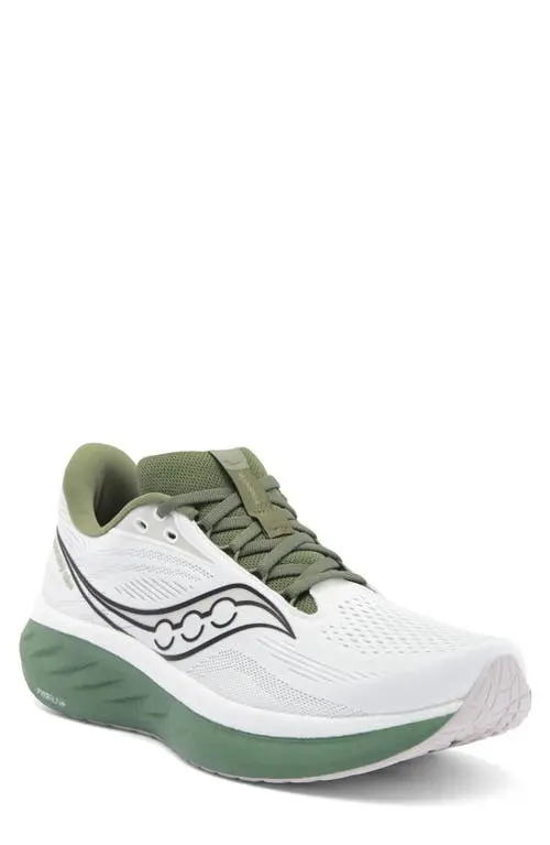 Saucony Ride 18 Sneaker - White/ Olivine