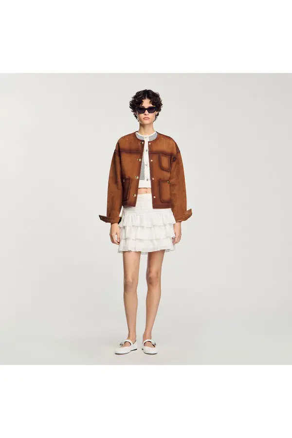 Sandro Ruffled Mini Skirt - White