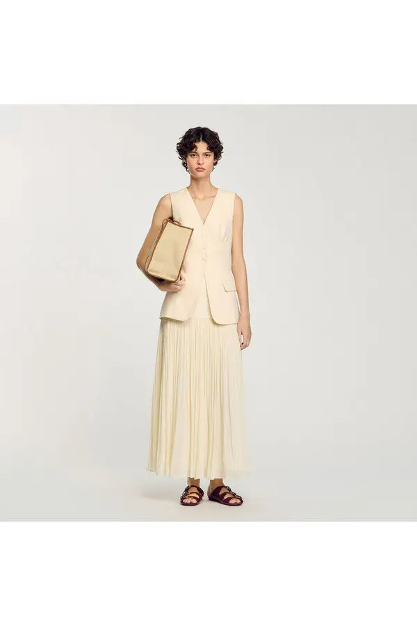 Sandro Sleeveless Vest - Neutral / White