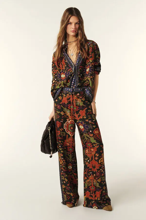 Ba&sh Vlyde Printed Straight-leg Pants - Black