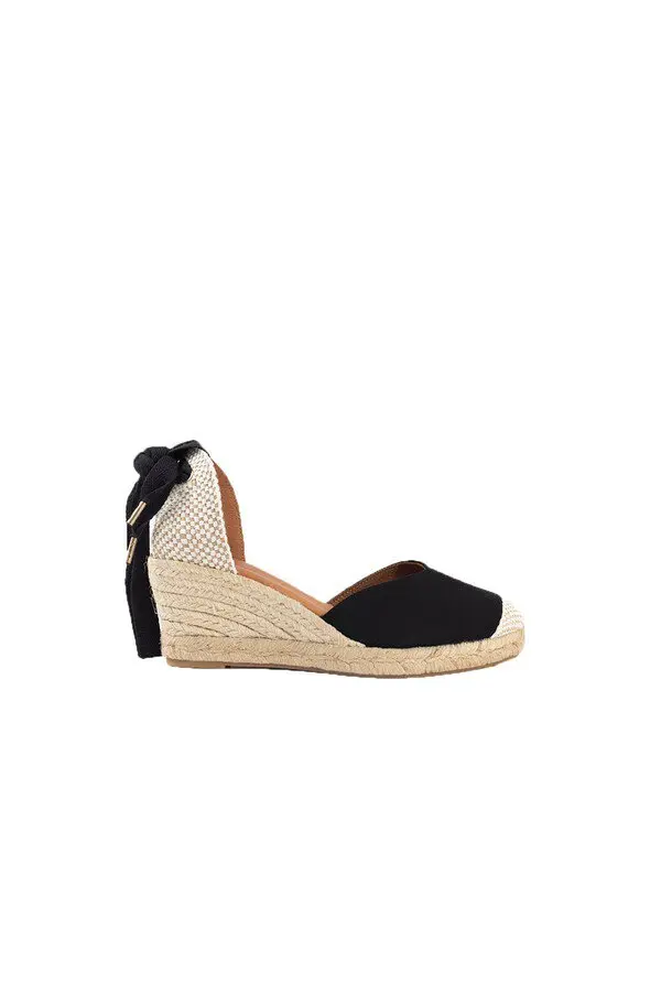 MENINA STEP Jimena Medium Laces Espadrille Wedges - Black