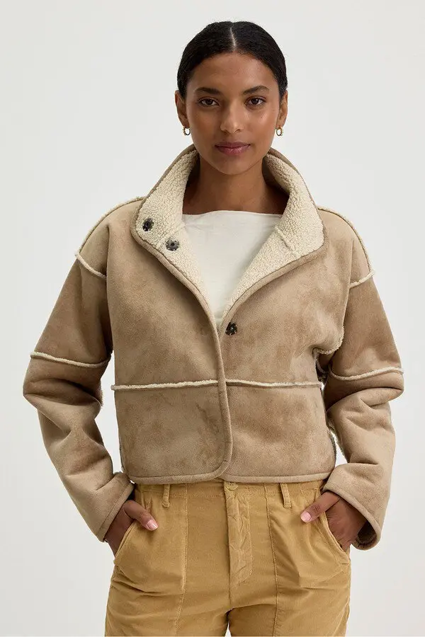 Velvet By Graham & Spencer Kelly Luxe Sherpa Reversible Jacket - Brown
