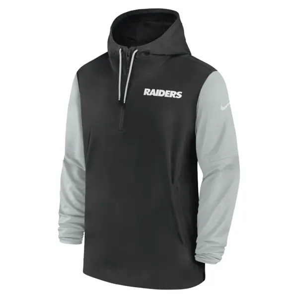 Nike Las Vegas Raiders Sideline Pre-game Player Nfl 1/2-zip Hooded Jacket - Black