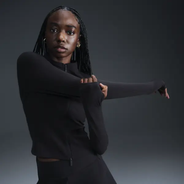 Nike Zenvy Dri-fit Full-zip Long-sleeve Top - Black