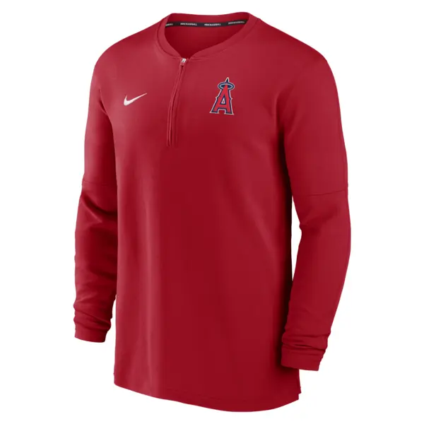 Nike Los Angeles Angels Authentic Collection Game Time Dri-fit Mlb 1/2-zip Long-sleeve Top - Red