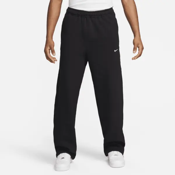 Nike Solo Swoosh Open-hem Fleece Pants - Black