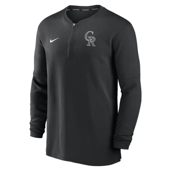 Nike Colorado Rockies Authentic Collection Game Time Dri-fit Mlb 1/2-zip Long-sleeve Top - Black