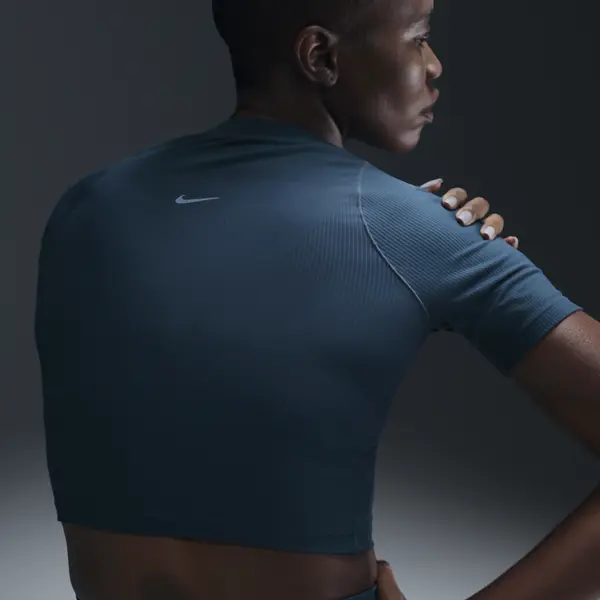 Nike Zenvy Rib Dri-fit Short-sleeve Top - Blue