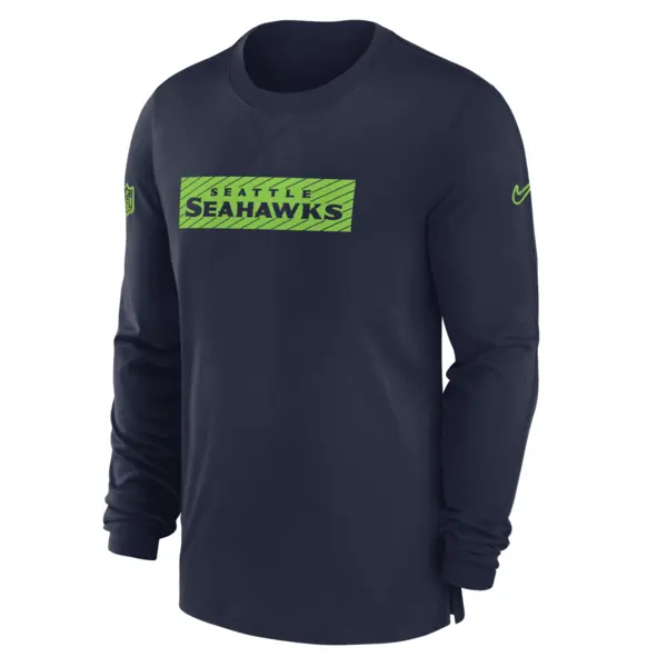 Nike Seattle Seahawks Sideline Player Team Issue Dri-fit Long-sleeve Top - Blue