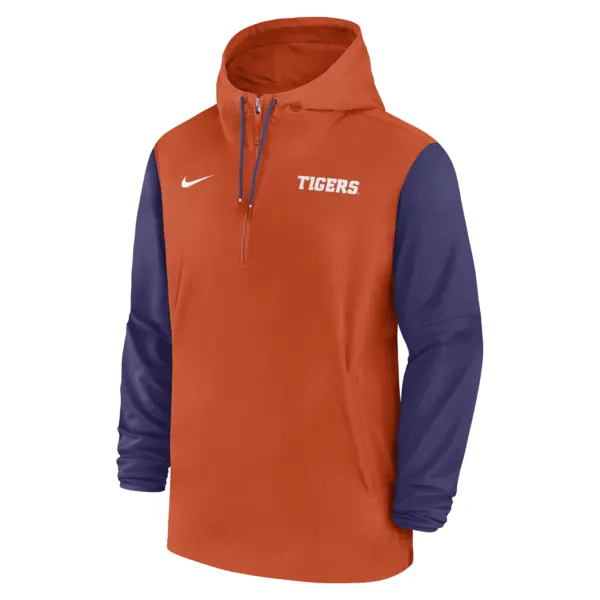 Nike Clemson Tigers Sideline Pre-game Player College 1/2-zip Hooded Jacket
