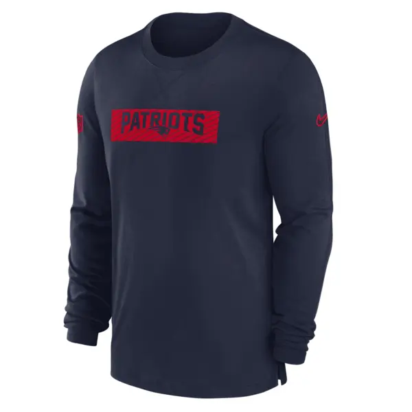 Nike New England Patriots Sideline Player Team Issue Dri-fit Long-sleeve Top - Blue