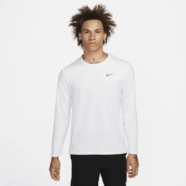 Nike Miler Dri-fit Uv Long-sleeve Running Top - White