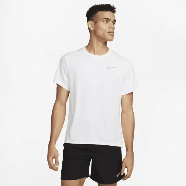 Nike Miler Dri-fit Uv Short-sleeve Running Top - White