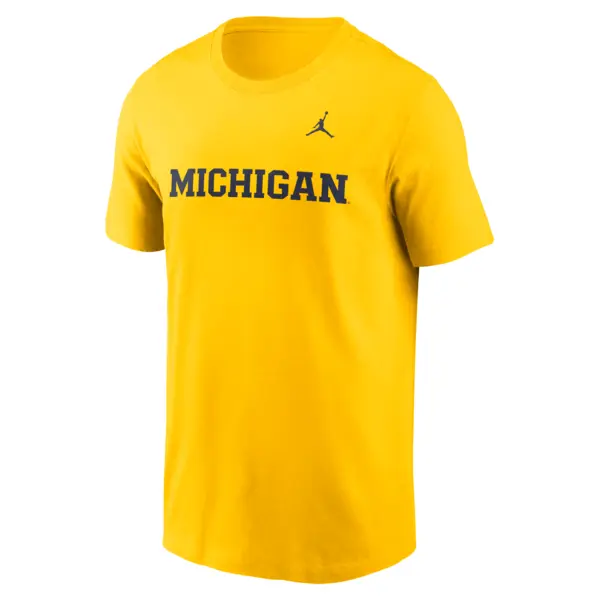 JORDAN Michigan Wolverines Primetime Wordmark College T-shirt - Yellow