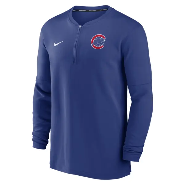 Nike Chicago Cubs Authentic Collection Game Time Dri-fit Mlb 1/2-zip Long-sleeve Top