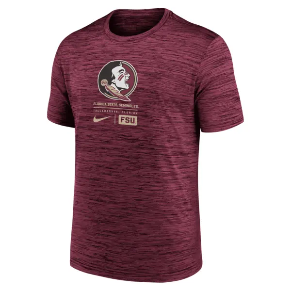 Nike Florida State Seminoles Campus Center Block Velocity Dri-fit College T-shirt - Red