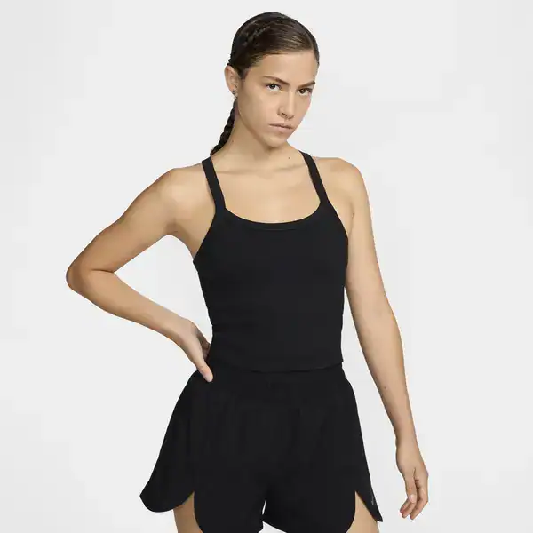 Nike One Fitted Dri-Fit Strappy Cropped Tank Top In Black 43