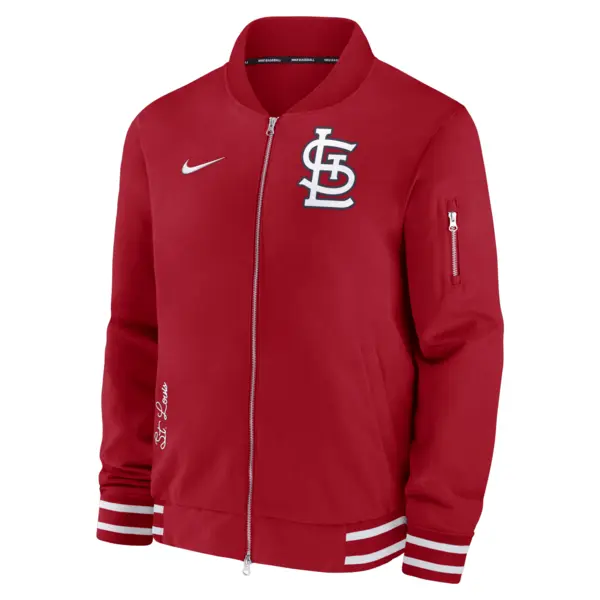 Nike St. Louis Cardinals Authentic Collection Mlb Full-zip Bomber Jacket - Red