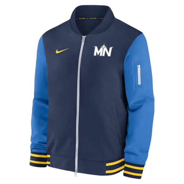 Nike Minnesota Twins Authentic Collection City Connect Game Time Mlb Full-zip Bomber Jacket