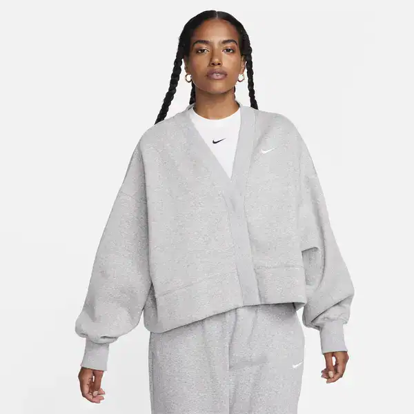 Nike Sportswear Phoenix Fleece Over-Oversized Cardigan In Grey