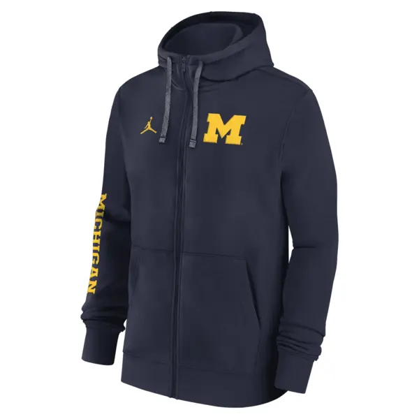 JORDAN Michigan Wolverines Full-zip Hoodie - Blue
