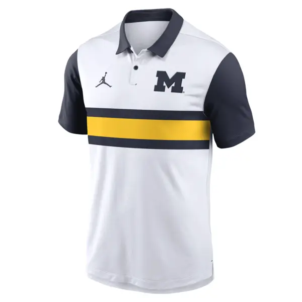 JORDAN Michigan Wolverines Primetime Campus Vapor Dri-fit College Polo - White