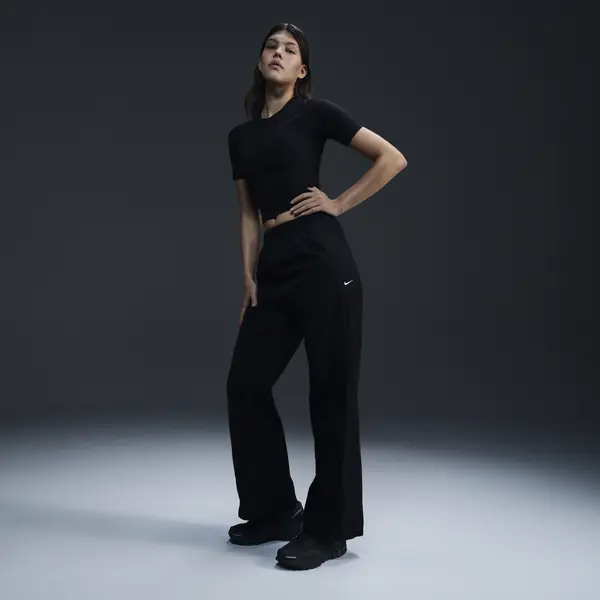 Nike Windrunner High-waisted Woven Open-hem Pants - Black