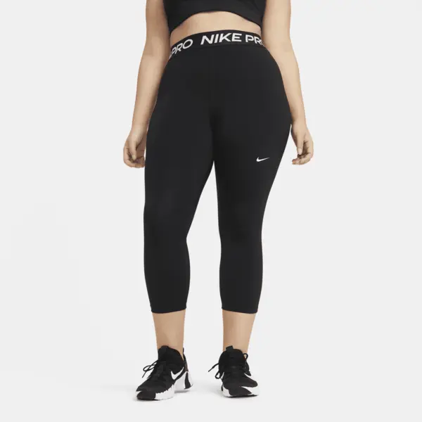 Nike Pro Mid-rise Crop Mesh-panel Leggings