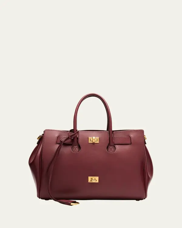 Balenciaga Bel Air Small Leather Top-handle Bag - 6034 Dark Burgundy